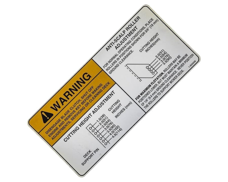 Exmark 1-553049 Decal,Anti Scalp — Arlington Power Equipment